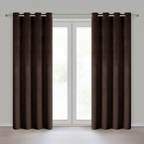 ZATEMŇOVACÍ ZÁVĚS NA KROUŽCÍCH MELANIE 140X250 CM TMAVĚ HNĚDÝ
