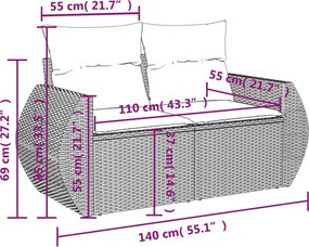 11dílná zahradní sedací souprava s poduškami černá polyratan 3225194