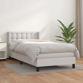 vidaXL Box spring postel s matrací 80 x 200 cm umělá kůže [3130745] Barva: Bílá