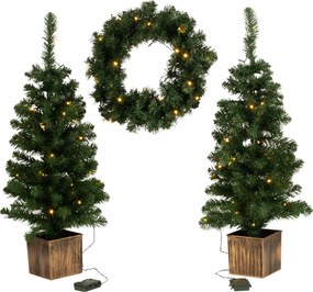 Livarno® Sada LED vánočních stromků a adventního věnce, 3dílná
