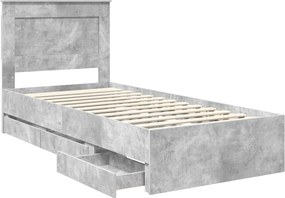 Rám postele s čelo Betonově šedá 75 x 190 cm Inženýrské dřevo 3410216