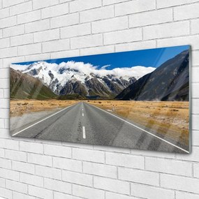 akrylový obraz Cesta Hory Sníh Krajina 125x50 cm