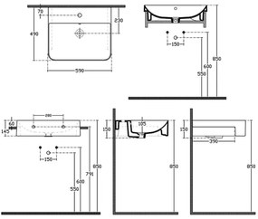 Isvea - Polozápustné umyvadlo SOTT AQUA 59x49 cm keramika/bílá