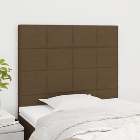 Čelo postele tmavě hnědé 100x5x118/128 cm látkové 3116325