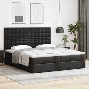 Osmanský rám postele s matracíes černá 160x200cm umělá kůže 3313649