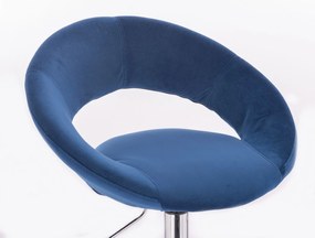 LuxuryForm Barová židle NAPOLI  VELUR na černé podstavě - modrá