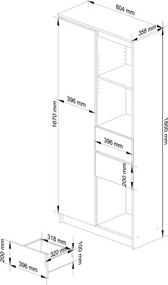 Regál R15 R80 1D 2SZ CLP PK sonoma / bílý