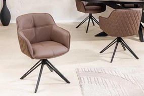 Designová otočná židle Natasha hnědá kůže