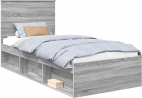 Rám postele s čelo Šedá Sonoma 90 x 190 cm Masivní borové dřevo 3411060