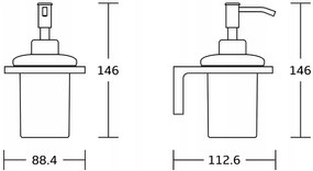 Závěsný dávkovač mýdla MAXMAX MEXEN LEA s pumpičkou - kov/sklo - chromový, 70260388-00