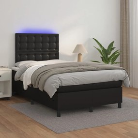 Box spring postel s matrací a LED černá 120 x 190 cm umělá kůže 3270293