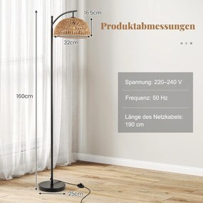 Costway Stojací lampa 160 cm se závěsným stínidlem a nožním spínačem Stojací