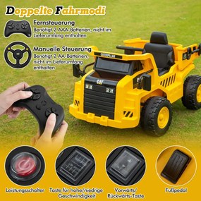 Costway Dětské elektrické auto Caterpillar 12 V skládací sklápěč s pískovou
