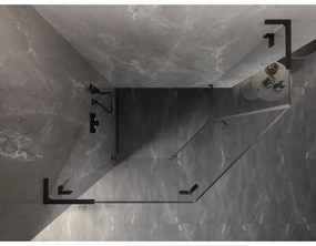 Mexen Lunar, L pětiúhelníkový sprchový kout naklápěcí doleva 100 x 80 cm, 8mm čiré sklo, černý profil, 831L-100L-080P-70-00-L