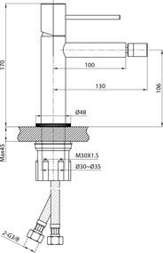 Sapho SOLARIS stojánková bidetová baterie bez výpusti chrom/černá mat WD003CB