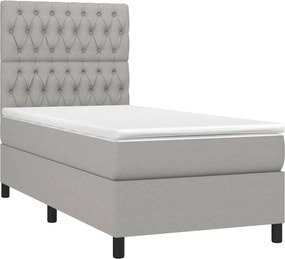 Box spring postel s matrací světle šedá 90x200 cm textil 3141985