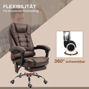 Kancelářská židle Vinsetto s masážní funkcí, ergonomická kancelářská židle s funkcí polohování a vyhřívání, výškově nastavitelná počítačová židle s p…