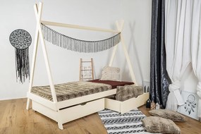 MAXIDO Dětská postel Teepee - dva šuplíky 180x80 Přírodní