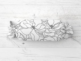 Biante Polštář válec bonbon Sandra SA-271 Šedé designové květiny na bílém 15x80 cm