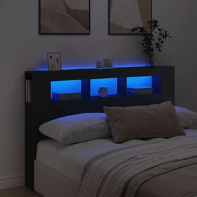 Čelo postele s LED černé 160 x 18,5 x 103,5 cm kompozitní dřevo