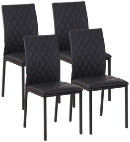 HOMCOM sada 4 jídelních čalouněných židlí s ocelovými nohami černá 41 x 50 x 91 cm pro moderní jídelnu | Aosom.de