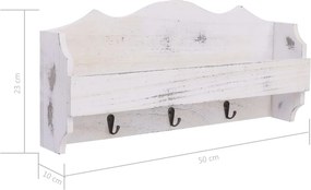 Nástěnný věšák bílý 50 x 10 x 23 cm dřevo 284231