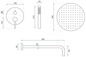 Rea Lungo - Podomítkový sprchový set, zlatá, REA-P4110