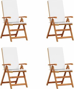 Zahradní křeslo 4 ks Hnědá a bílá Pevné teakové dřevo 3375769