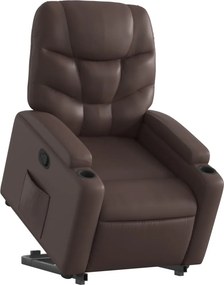 Zvedací polohovací křeslo hnědé umělá kůže 3204660