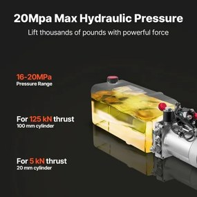 Hydraulický agregát 6 l, Maximální přetlak 22 MPa a průtok 3,4 l/min VEVOR – 6 litrů/1,18,927 l