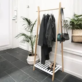 Compactor Bamboo Stender - Bambusový stojan na šaty s bílou policí na
