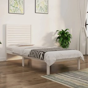 Rám postele bílý masivní dřevo 75 x 190 cm malé jednolůžko 3104569