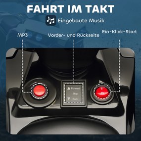 AIYAPLAY Dětské čtyřkolka Elektro 6V dětská čtyřkolka s funkcí vpřed a vzad, hudba, LED světlomety Bílá