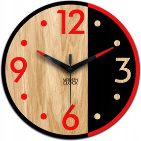 Dřevěné nástěnné hodiny Arnold Červené 33 cm tiché hodiny do obývacího pokoje