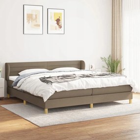 Box Spring Postel S Matrací Textil Taupe vodorovné pruhy 200 x 200 cm