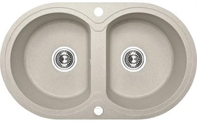 Laveo Dafne, 2-komorový granitový dřez 780x470x204 mm, béžová, LAV-SBD_420T