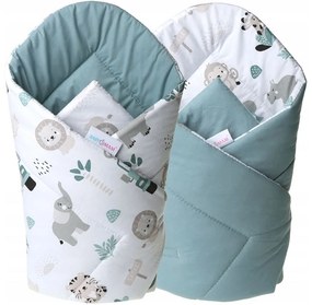 Oboustranné hnízdečko (kokon) pro miminko - BABYMAM PREMIUM set 7v1 - Na safari s šedou minky