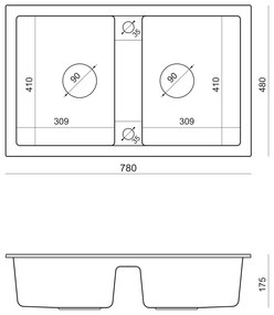 Béžový (pískový) dvoukomorový kuchyňský granitový dřez QUADRON DENZEL 120