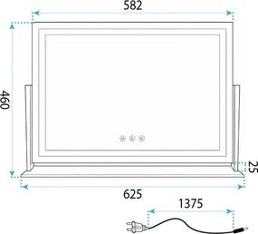 Rea Kosmetické zrcadlo 58x45 cm s regulovatelným LED osvětlením HOM-12017