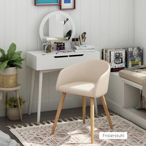 HOMCOM Sada 2 jídelních židlí - Skandinávský design - Zúžené skloněné nohy z kaučukového dřeva - Ergonomický potah s opěradlem a područkami v lnu béž…