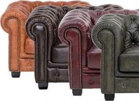Křeslo z pravé kůže Chesterfield III