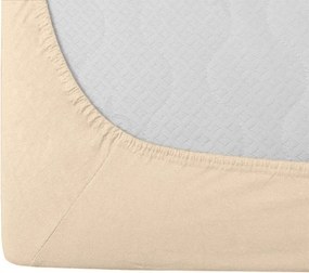Sada krepového povlečení FLORAL RIBBON POLY barevné + prostěradlo Jersey 180 x 200 cm světle béžové, dvoulůžko