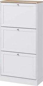 HOMCOM Úzký Botník se 3 Sklápěcími Dvířky, Úložný P prostor pro 18 Párů Bot do Úzkých Chodeb 60x23.5x115 cm Bílý