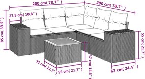 6dílná zahradní sedací souprava s poduškami šedá polyratan 3257775