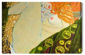 Obraz Oil On Canvas. Oil Painting. Gold Leaf. Beautiful Red Hair Girl. Based On Painting Danae. G. Klimt Nedostatek Nedostatek Plátno Canvas 30x20