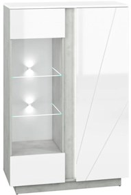 Vitrína Lumens 92 cm, bílá / beton