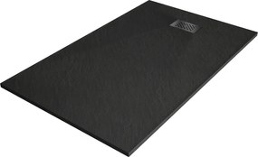 Mexen Hugo, obdélníková sprchová vanička SMC 150 x 80 cm, černá, černá krytka, 42708015-B