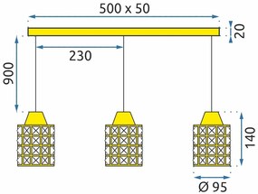 Stropní svítidlo Diamant Tripple zlaté