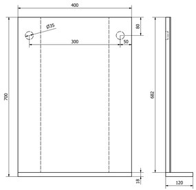 Aqualine BETA zrcadlo s policí 40x70x12cm 57395