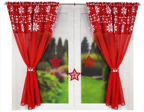 Vánoční SET 2 KUSY dekorační krátká záclona s tunýlkem a řasící páskou NATALY červená 2x145x160 cm MyBestHome